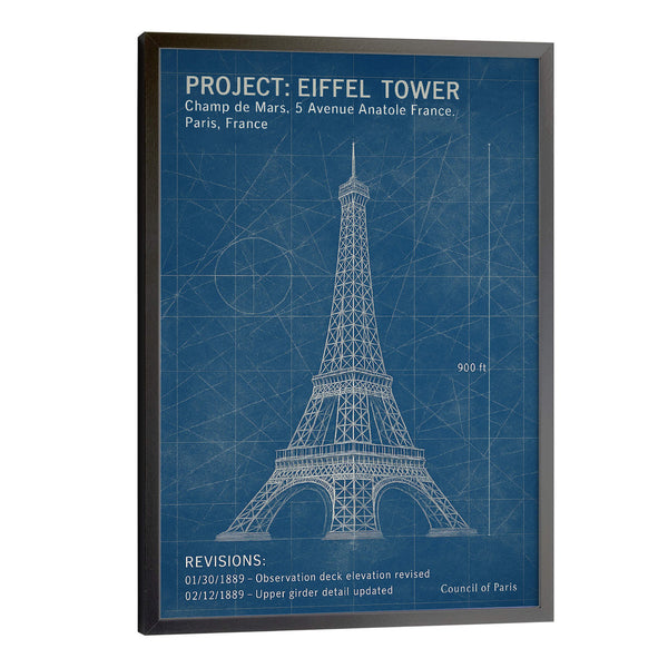 Eiffel Tower Blueprint Poster